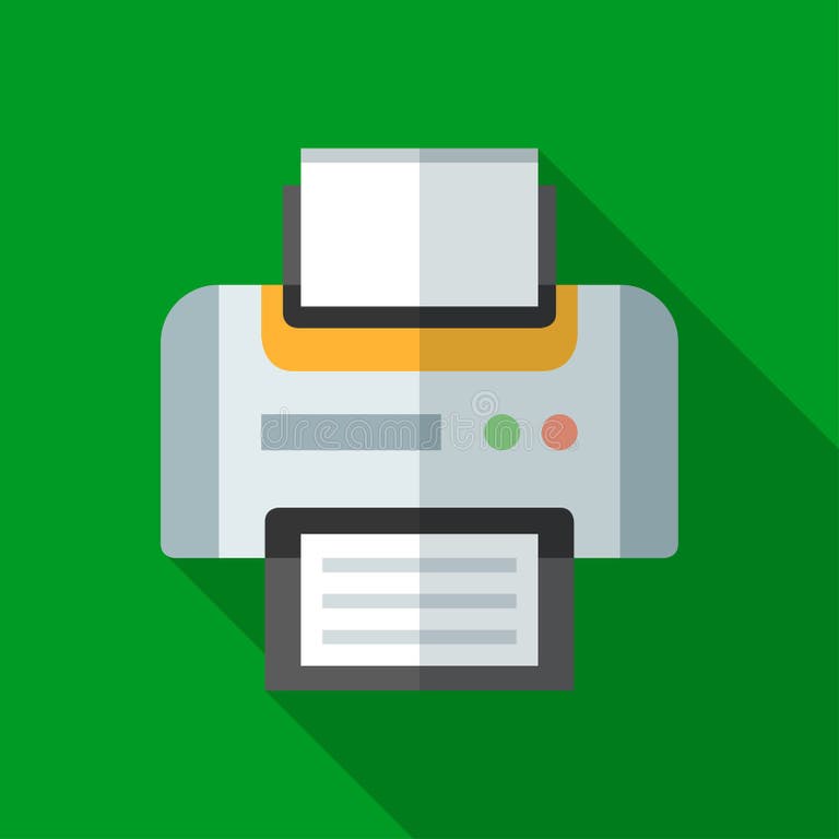 Colorful Printer Icon in Modern Flat Style with Long Shadow.Vector ...
