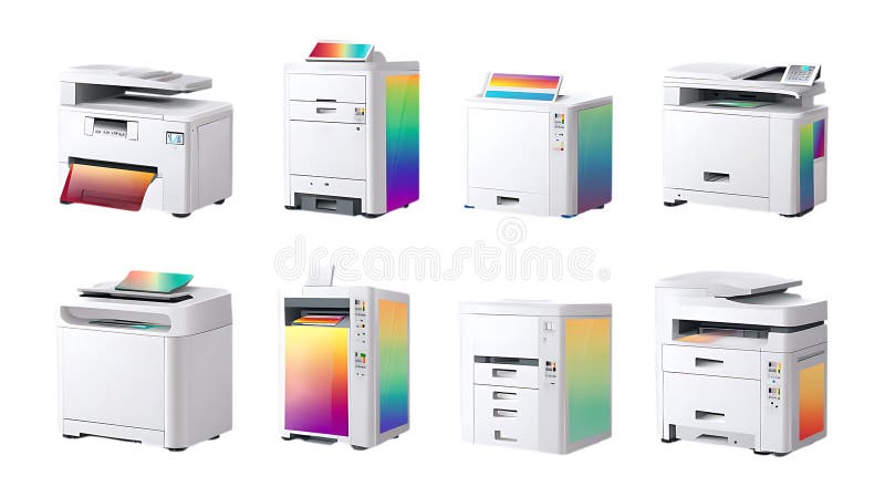 Colorful Printers on Transparent Background Stock Image - Image of ...