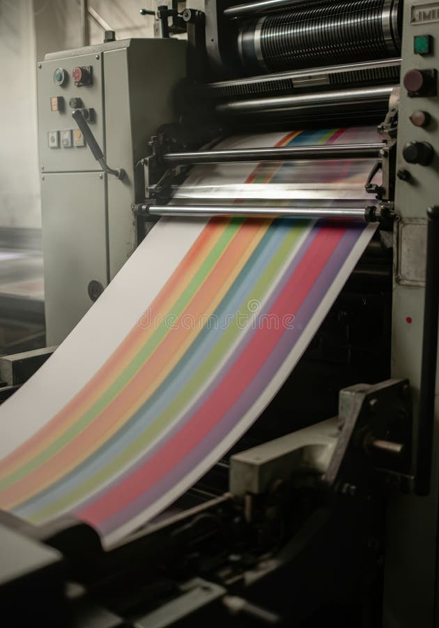 Colorful Printing Process in a Modern Printing Press Stock Image ...