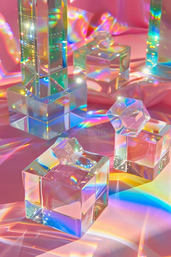 Colorful Prism Blocks with Rainbow Light Reflections for Abstract ...