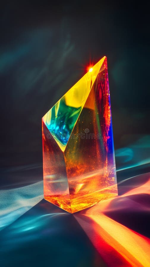 Colorful Prism with Light Refraction, Studio Shot on Dark Background ...
