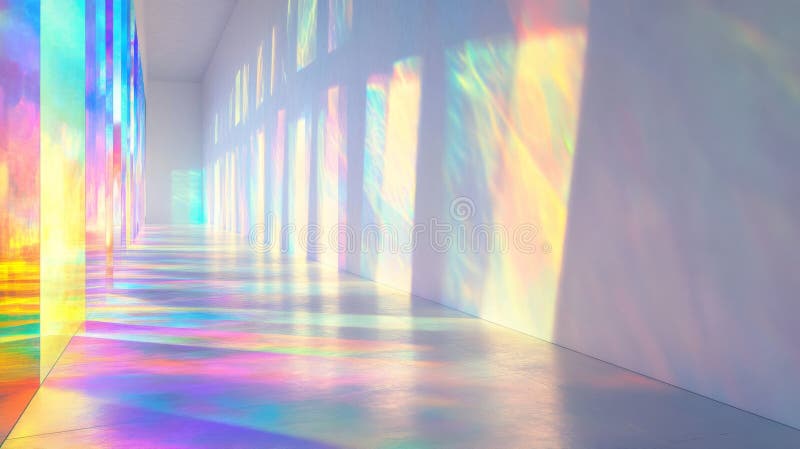 Colorful Prismatic Light Reflections in a White Room Stock Illustration ...