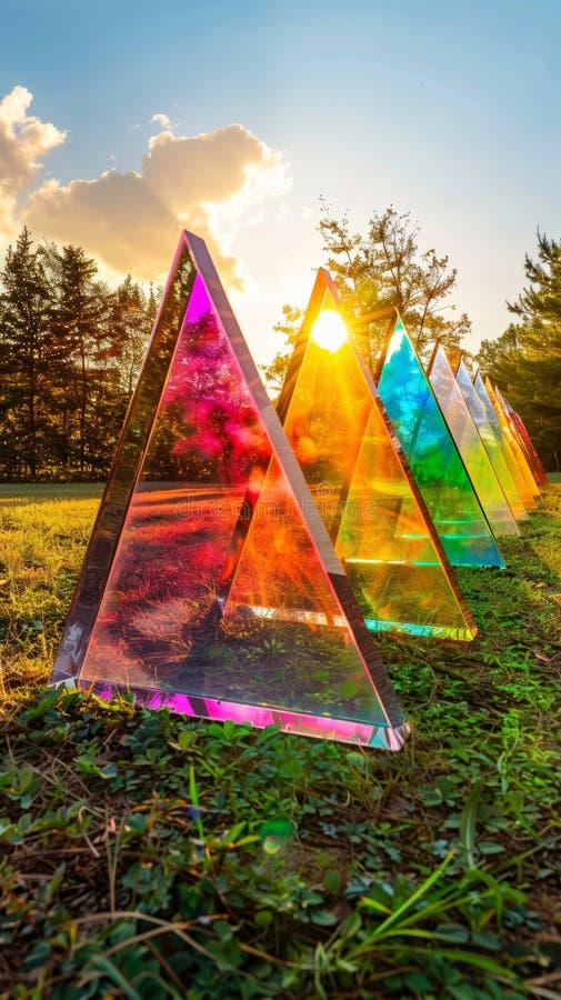 Colorful Prisms in Nature with Sunset Stock Image - Image of visual ...