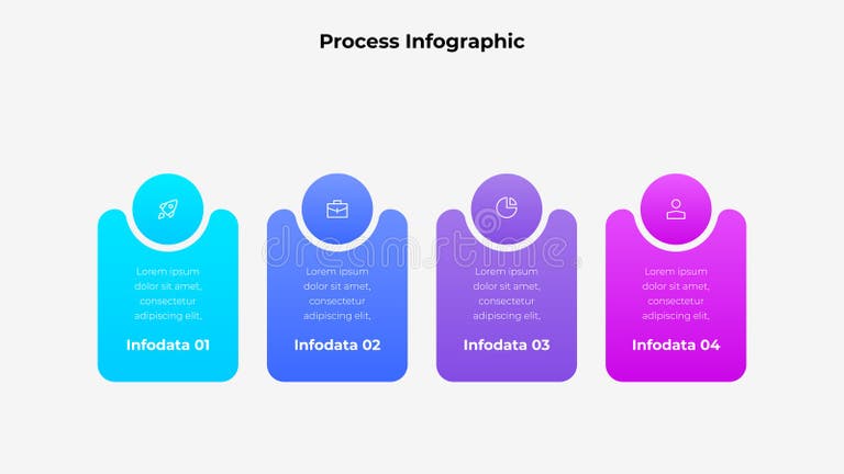 Colorful Process Infographic Four Steps Workflow Chart with Modern ...