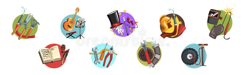 Colorful Profession Icon with Different Tool Vector Set Stock Vector ...