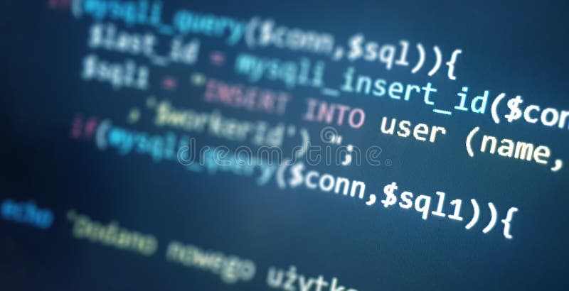 Colorful Programming Php And Html Code On A Monitor Php Language Code Closeup Stock Image
