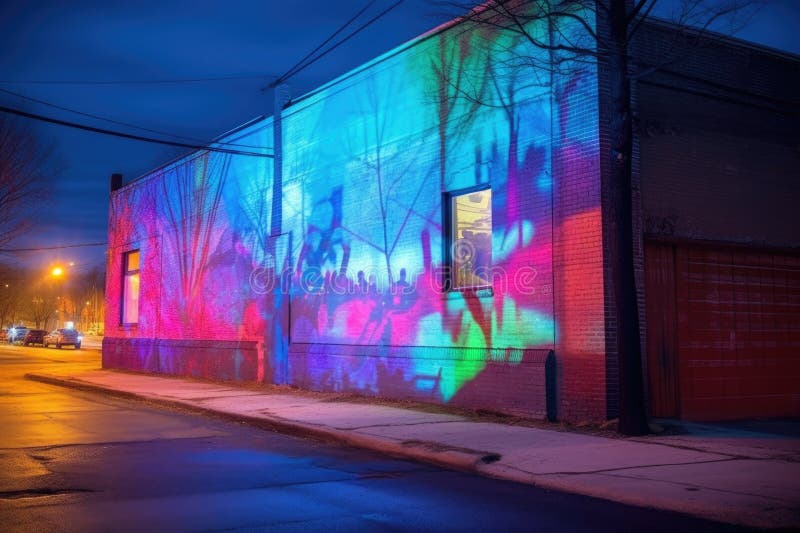 Colorful Projections on Urban Building Walls Stock Illustration ...