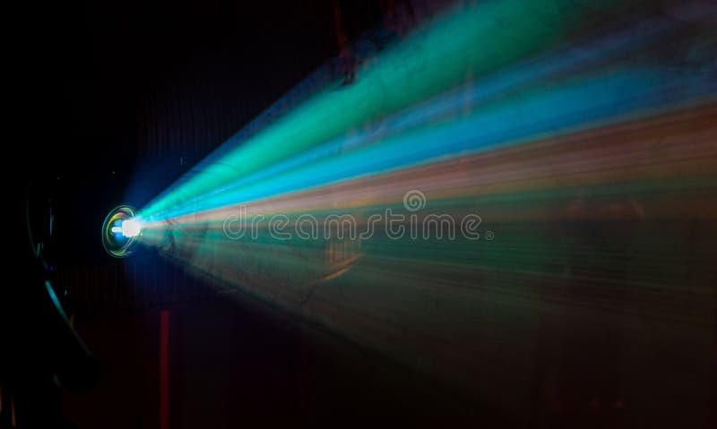 Colorful Projector Light Beam in Dark Room Stock Photo - Image of ...