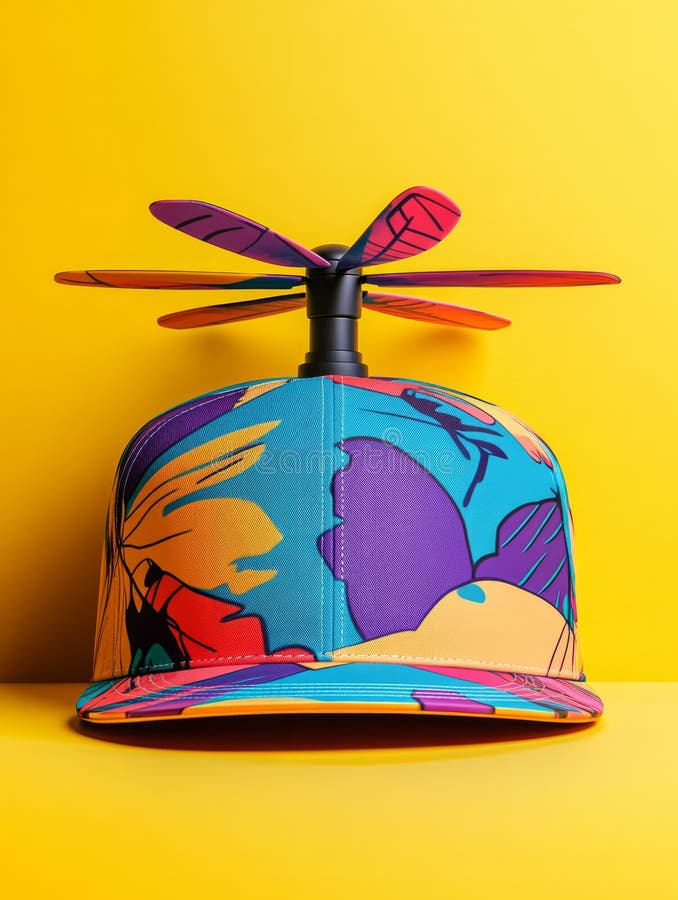 Colorful Propeller Hat on a Yellow Background. Stock Photo - Image of ...