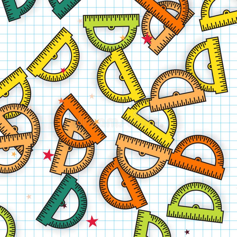 Colorful Protractor Ruler Background. Stock Vector - Illustration of ...