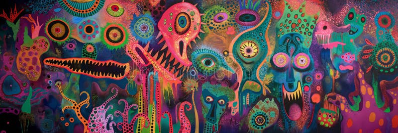 Colorful, Psychedelic Art Featuring Fantastical Creatures and Abstract ...