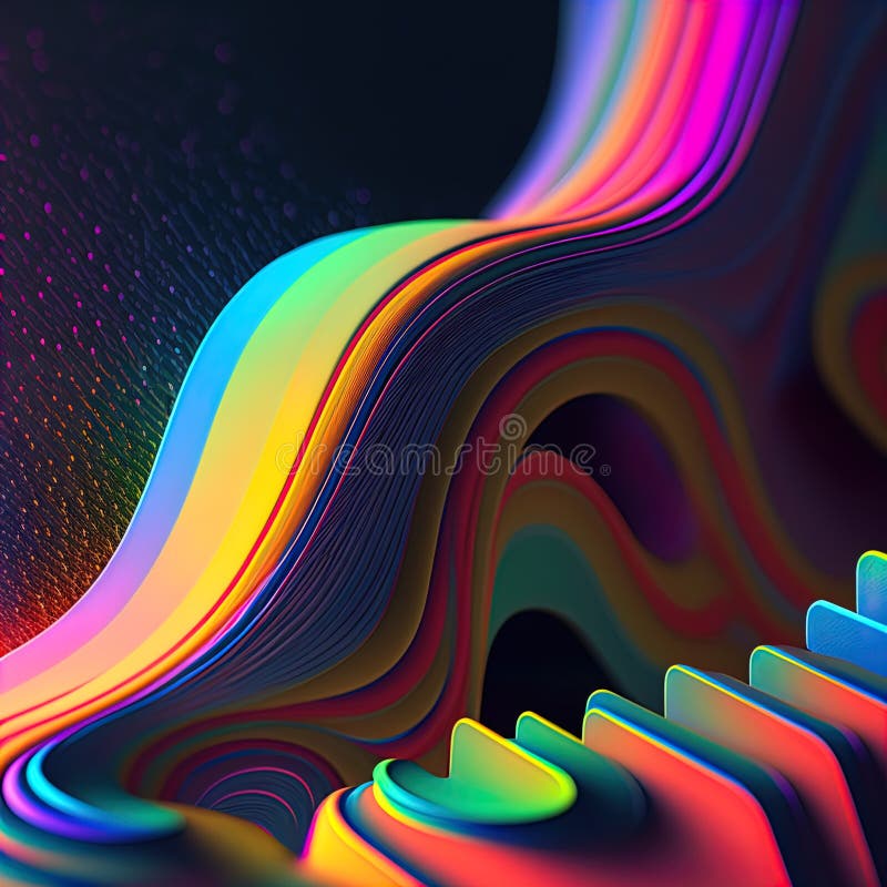 Colorful Psychedelic 3d Waveforms Stock Illustration - Illustration of ...