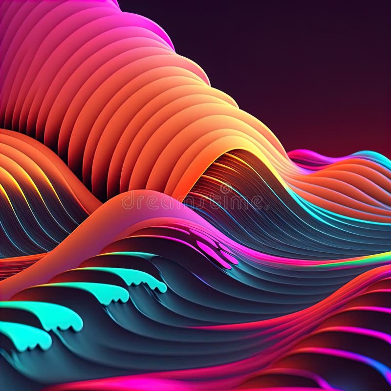 Colorful Psychedelic 3d Waveforms Stock Illustration - Illustration of ...