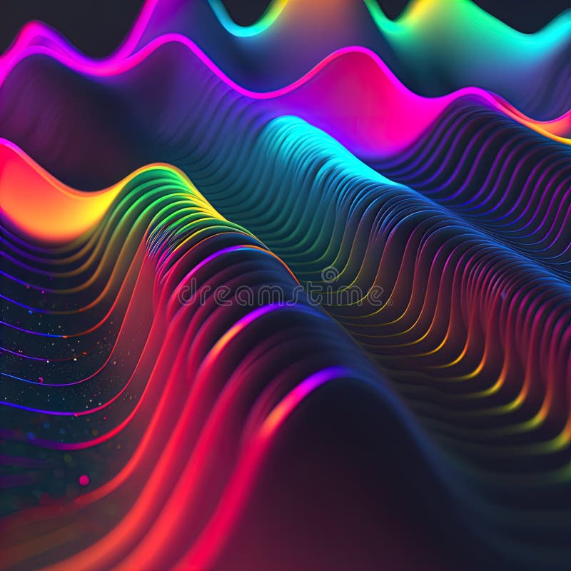 Colorful Psychedelic 3d Waveforms Stock Illustration - Illustration of ...