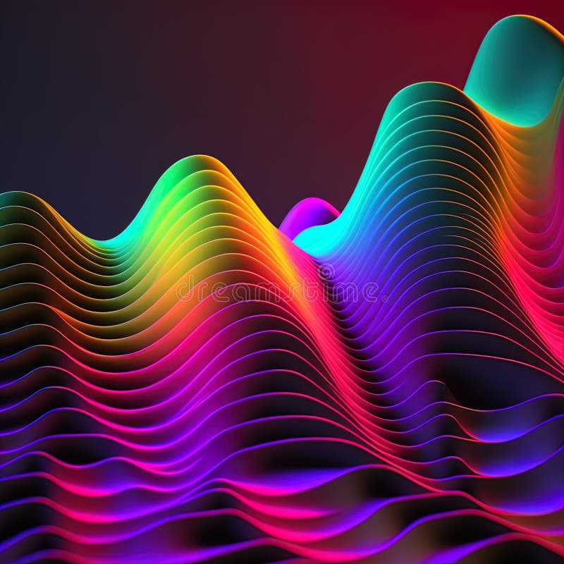 Colorful Psychedelic 3d Waveforms Stock Illustration - Illustration of ...