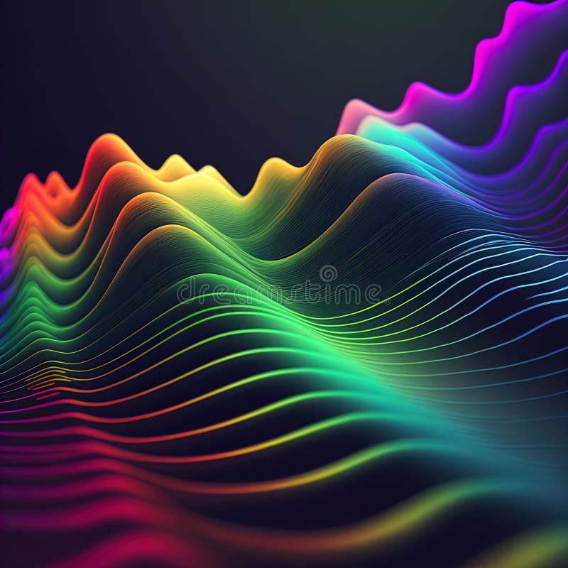 Colorful Psychedelic 3d Waveforms Stock Illustration - Illustration of ...