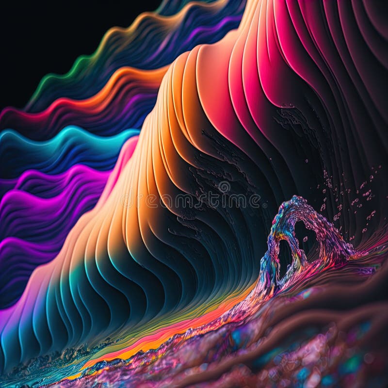 Colorful Psychedelic 3d Waveforms Stock Illustration - Illustration of ...