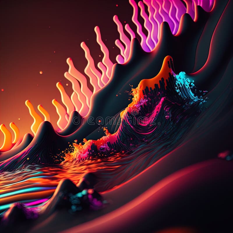 Colorful Psychedelic 3d Waveforms Stock Illustration - Illustration of ...