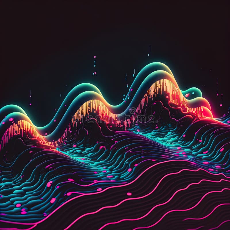 Colorful Psychedelic 3d Waveforms Stock Illustration - Illustration of ...
