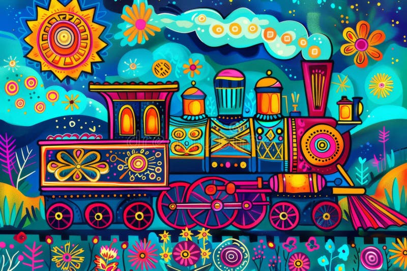 Colorful Psychedelic Train Artwork - Vibrant Abstract Design for Home ...