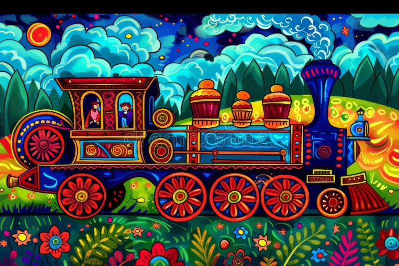 Colorful Psychedelic Train Artwork - Vibrant Abstract Design for Home ...