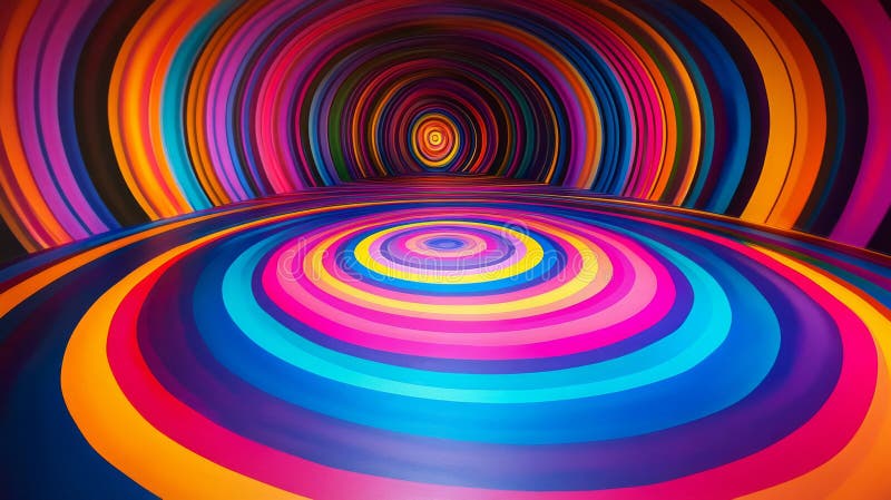 Colorful Psychedelic Tunnel with Circular Patterns Stock Illustration ...