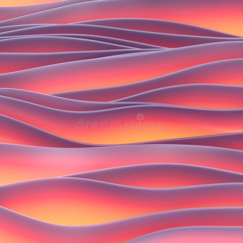 Psychedelic Wave Background, Horizontal Waves with Trendy Gradient. 3d ...