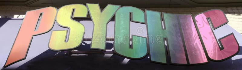 PSYCHIC Sign Mounted on Building Stock Photo - Image of advertising ...