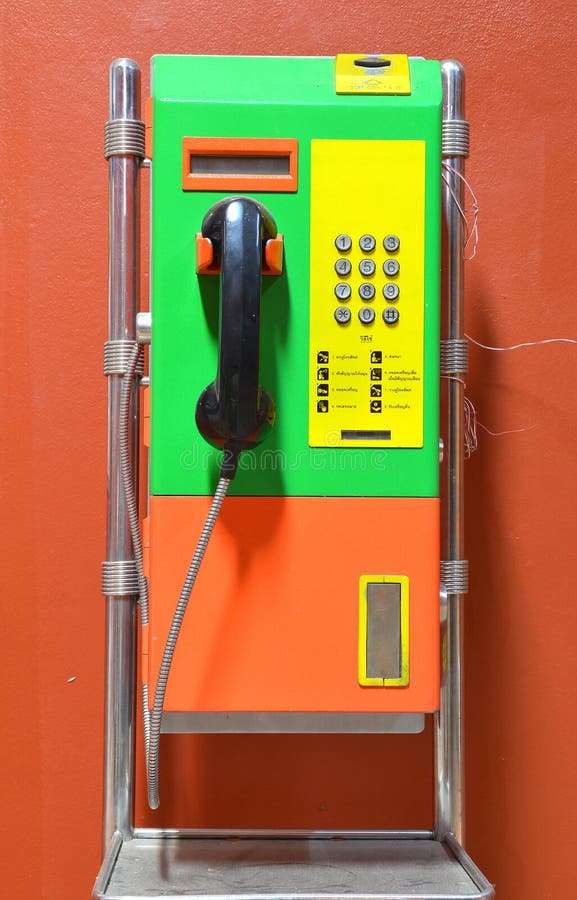 Colorful public telephone stock image. Image of contact - 29548187