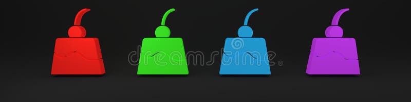 Colorful Pudding Custard With Caramel Glaze Icon Isolated On Black Background Minimalism