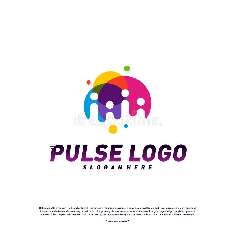 Colorful Pulse Logo Concepts Vector. Pulse People Logo Design Template ...