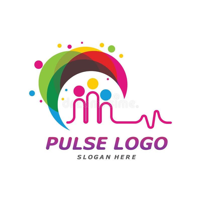 Colorful Pulse Logo Design Concept Vector. People Beat Logo Template ...