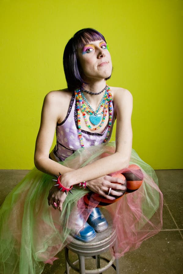 Colorful Punk Woman stock image. Image of green, mascara - 4278945