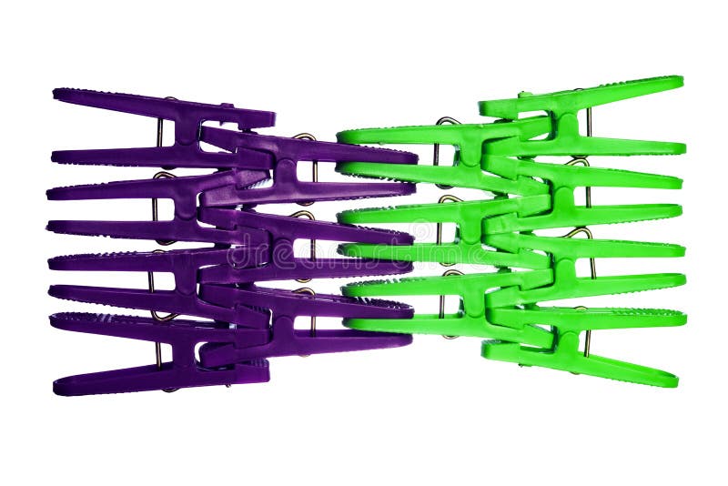 Colorful Purple,green Clothes Peg Isolated Stock Photo - Image of green ...