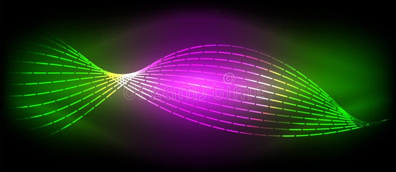 Colorful Purple and Green Wave in Neon Tones on a Dark Background Stock ...
