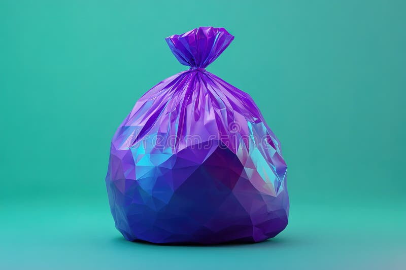 Vibrant Purple Garbage Bag Against a Teal Background Showcasing ...