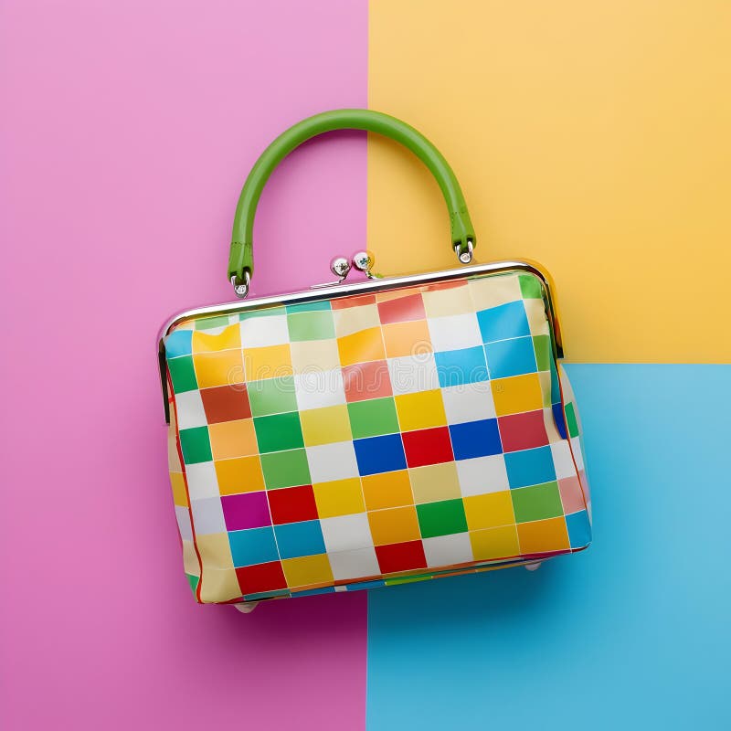 A Colorful Purse Sitting on Top of a Colorful Surface Stock ...