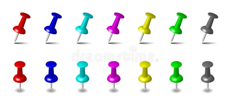 Colorful Push Pin Collection Set Background Stock Vector - Illustration ...