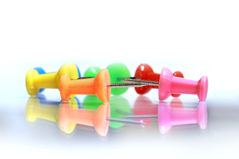 Colorful Push Pins and Paper Clips with Notepaper Stock Photo - Image ...