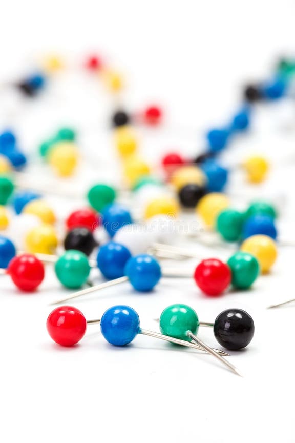 Colorful Push Pins on White Stock Photo - Image of needles, macro: 51499456