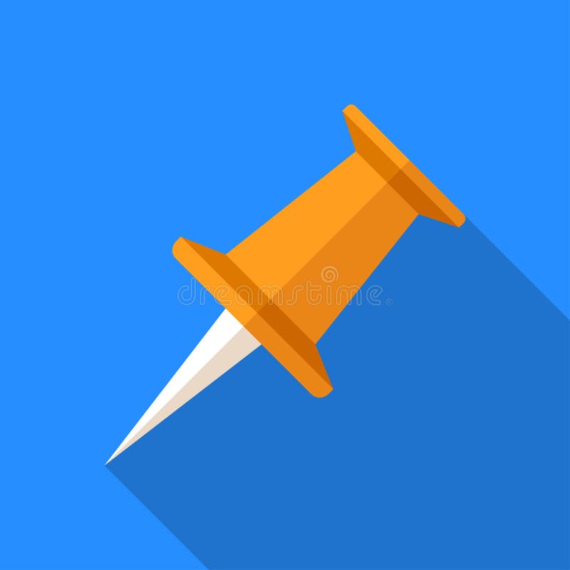 Colorful Pushpin Icon in Modern Flat Style with Long Shadow.Vector ...