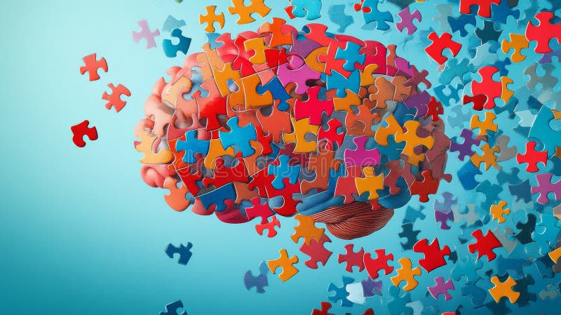Colorful Puzzle Brain: a Symbol of Mental Health Stock Illustration ...