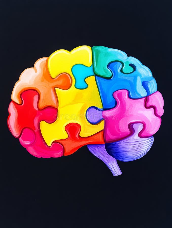 Colorful Puzzle Brain Symbolizing Intellect Creativity Problemsolving ...