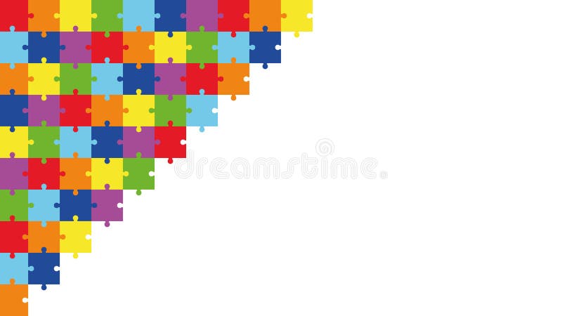 Colorful Puzzle Corner Background Design with Blank White Space for ...