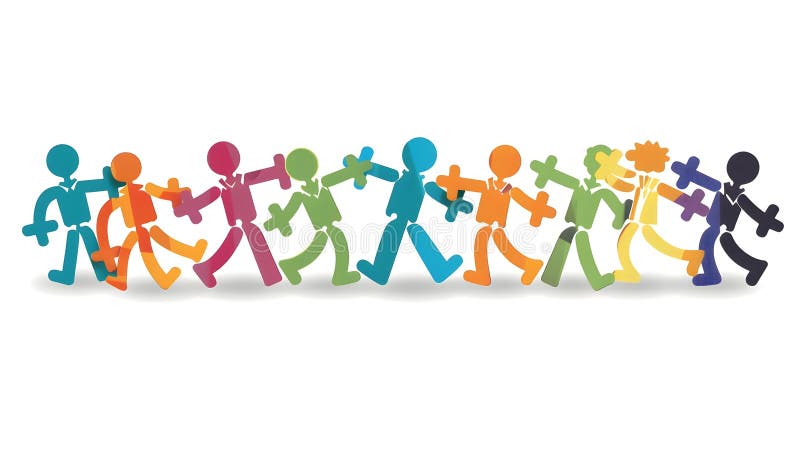 Diverse Team Collaboration Colorful Figures Representing Teamwork Unity ...