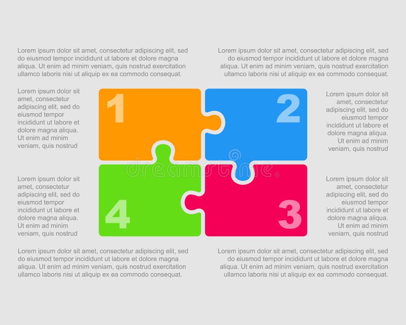 The Puzzle Jigsaw Pieces Infographic Four Steps. Stock Vector ...