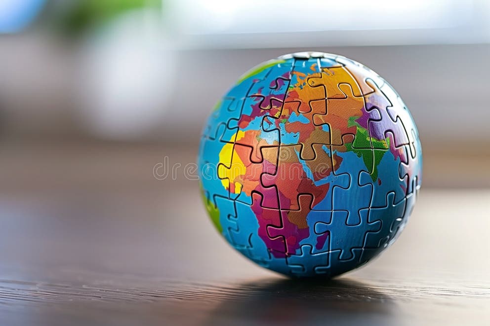 Colorful Puzzle Globe Representing Global Unity and Interconnectedness ...