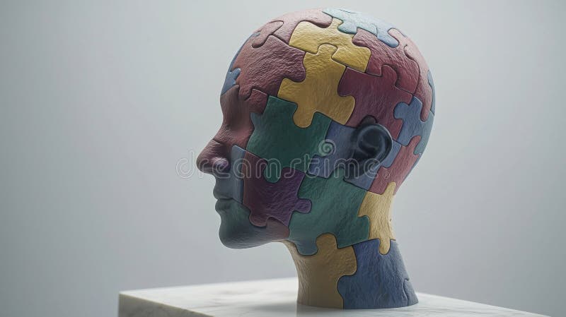 Colorful Puzzle Head Sculpture Represents Complexity of Human Thoughts ...