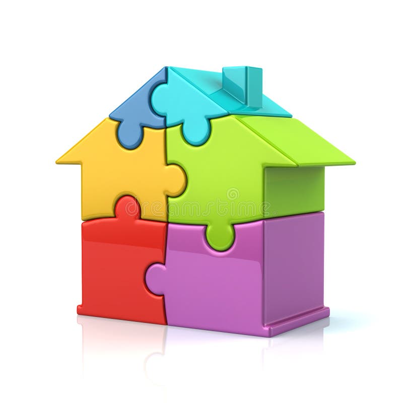 Colorful puzzle house stock illustration. Illustration of shape - 67198018
