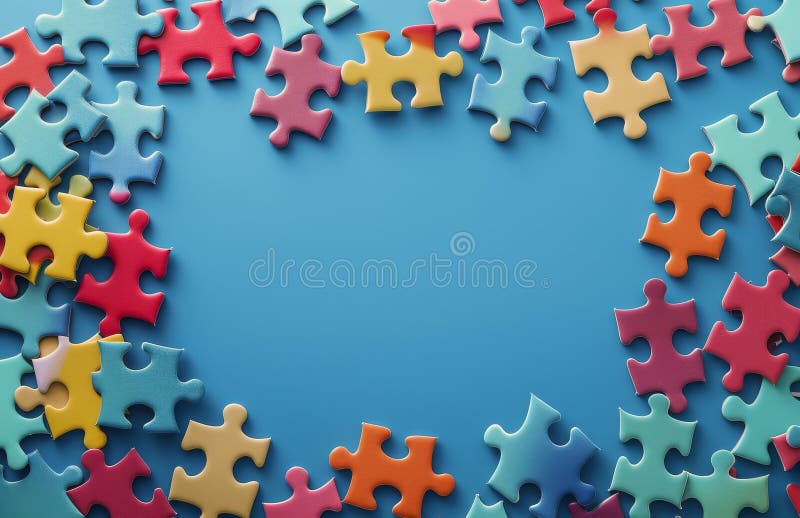 Colorful Puzzle Pieces Arranged in a Circle Stock Photo - Image of play ...
